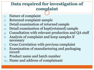 Market complaints & product recall | PPTX