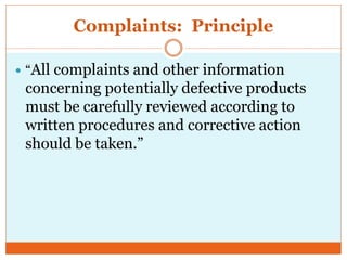 Market complaints & product recall | PPTX