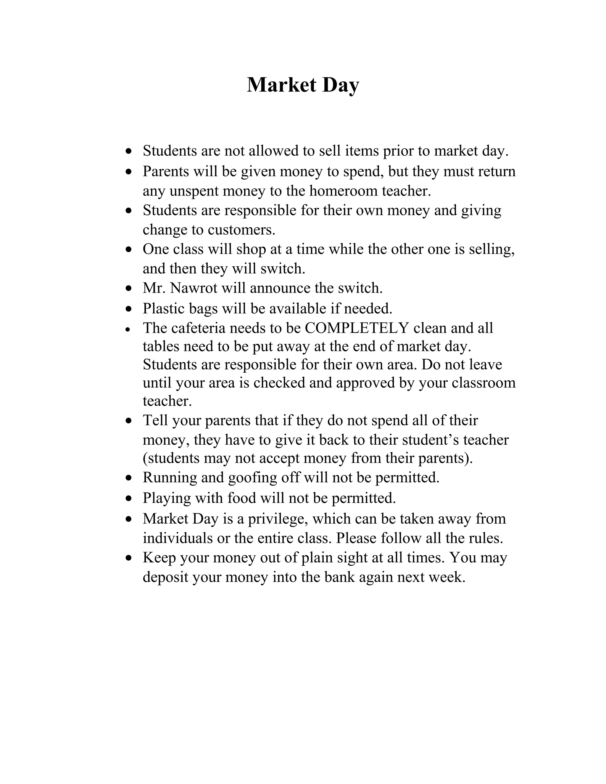 Market Day Guidelines | DOC