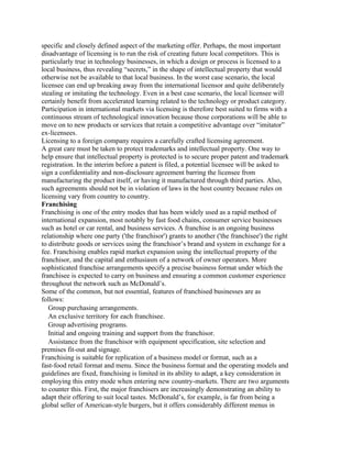 Market entry strategy | DOC | Mergers and Acquisitions | Business Banking & Finance