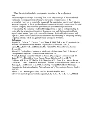 Market entry strategy | DOC | Mergers and Acquisitions | Business ...