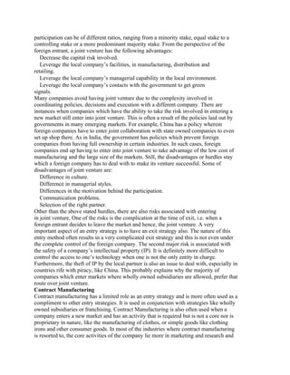 Market entry strategy | DOC | Mergers and Acquisitions | Business ...