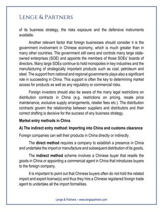 Market Entry Strategy in China | PDF