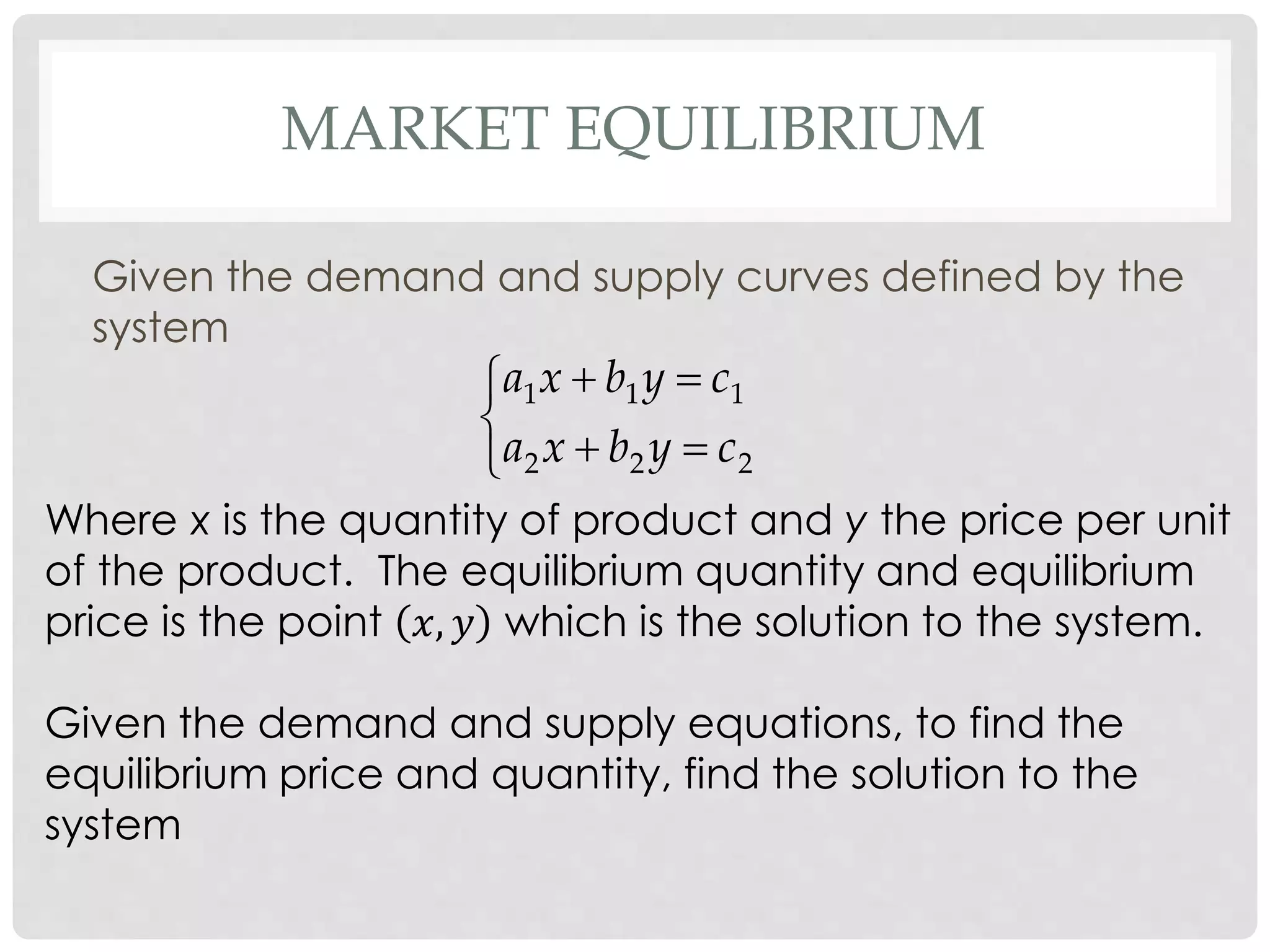 Market equilibrium | PPT