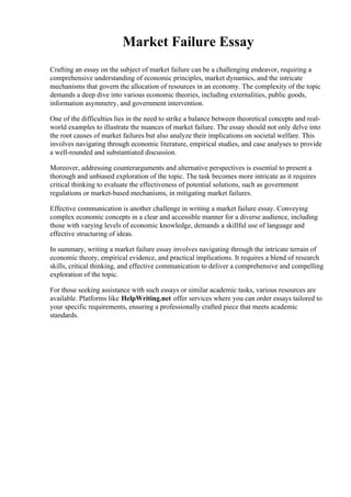 Market Failure Essay.pdf | Business | Business and Finance
