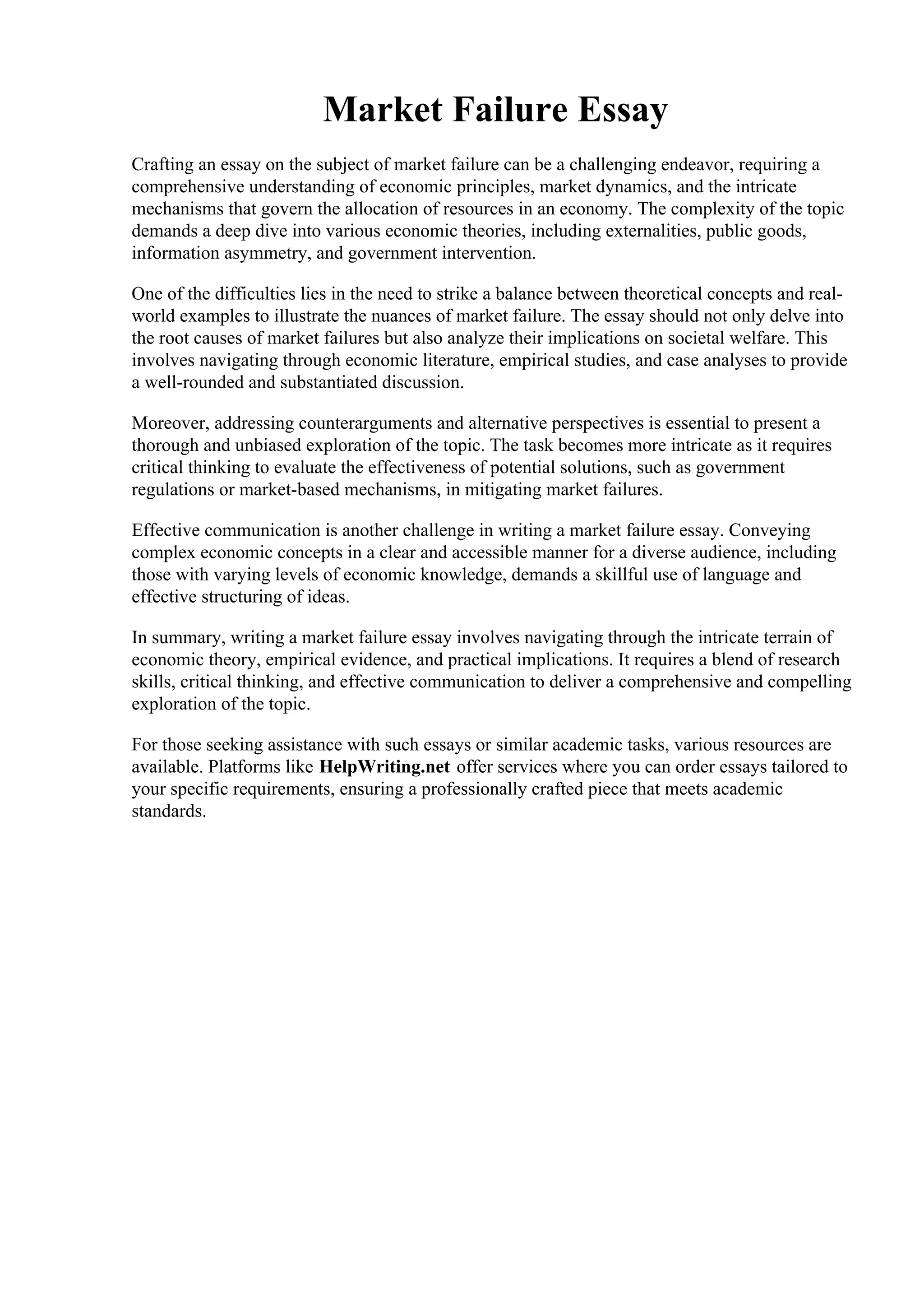 Market Failure Essay | PDF