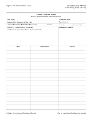 Organic Market Farm Documentation Forms | PDF