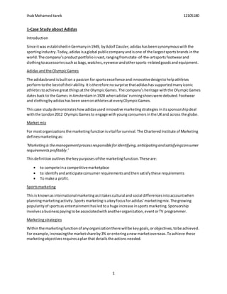 Marketing (Case Study about : Adidas and FedEx) | DOCX