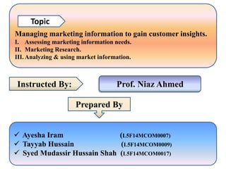 Managing marketing information to gain customer insights. Marketing | PPTX