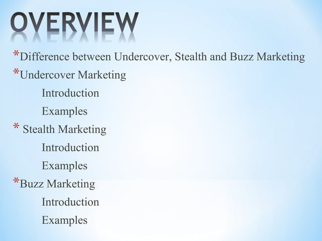 Undercover, Stealth & Buzz Marketing | PPT