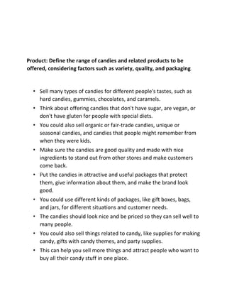 marketing strategy about opening a sweet shop in karachi | DOCX