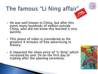 Ambush Marketing using example of Beijing Olympics (Li Ning effect ...