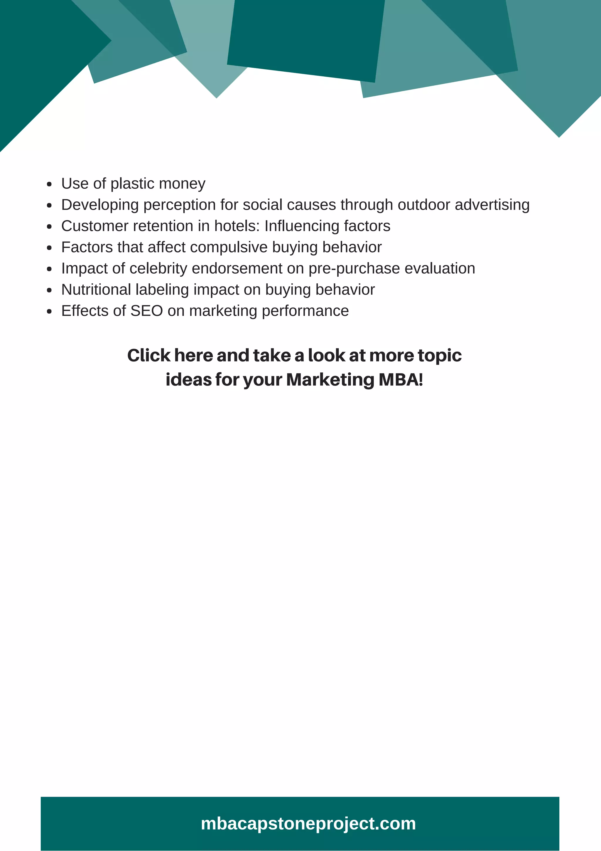 Capstone Project Topics For MBA Marketing | PDF