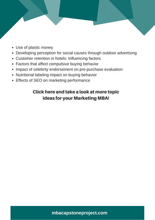 Capstone Project Topics For MBA Marketing | PDF