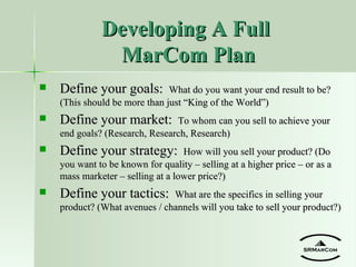 Developing a Marketing Communications plan | PPT