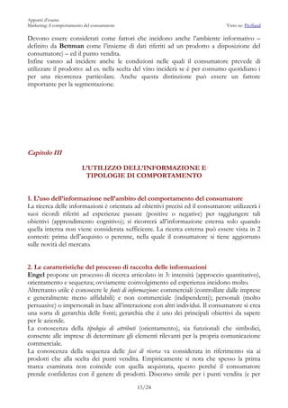 Appunti di Marketing: comportamento consumatore | PDF