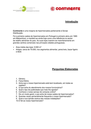 Empresa prestadora de Serviços - Continente | PDF