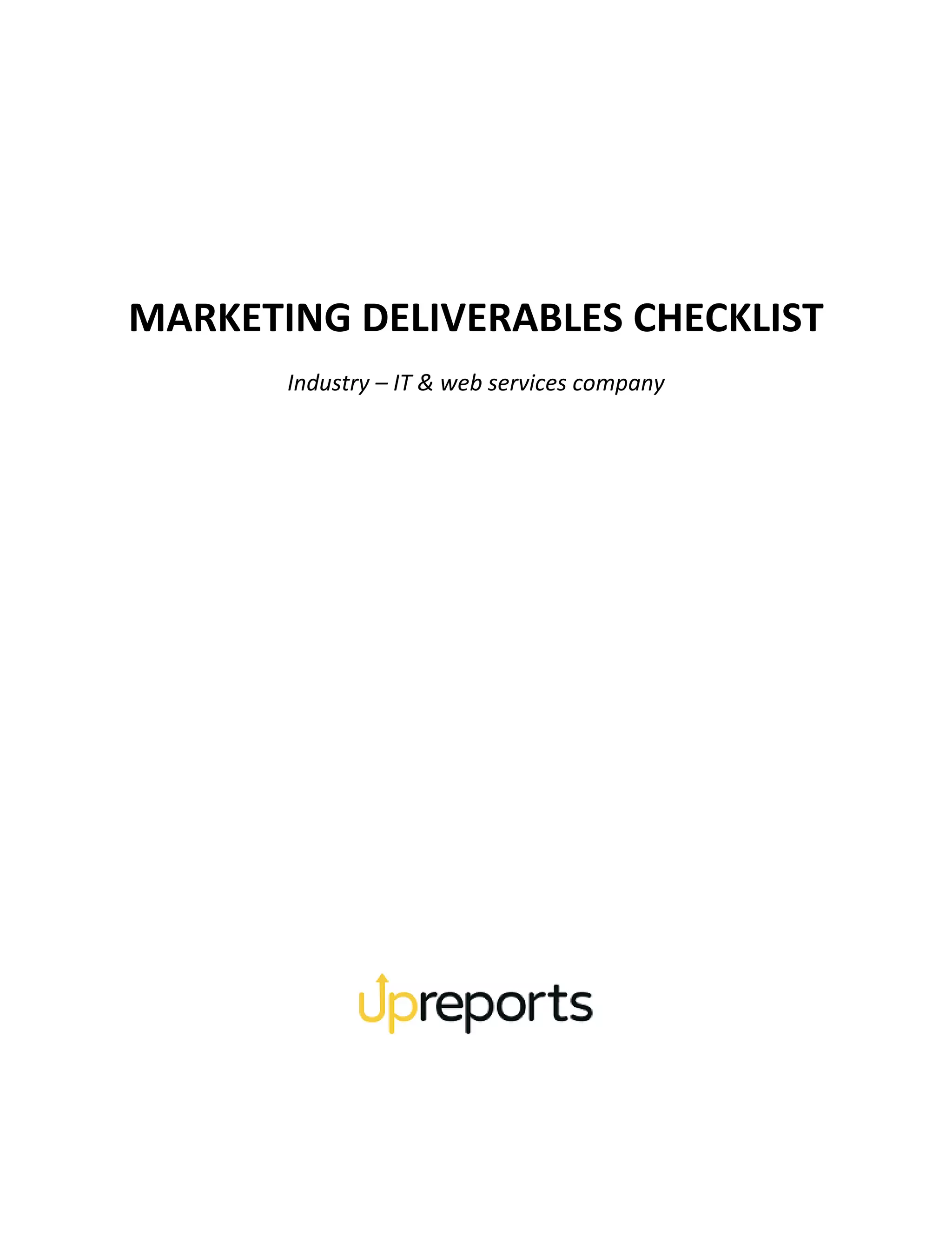 Marketing Deliverables Checklist - Sample PDF from Upreports | PDF