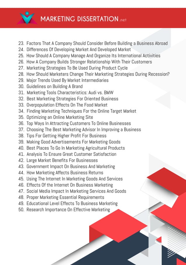 Marketing Dissertation Topics | PDF | Marketing and Advertising | Business