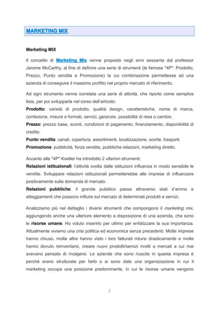 Concetto di Marketing mix | PDF | Marketing and Advertising | Business