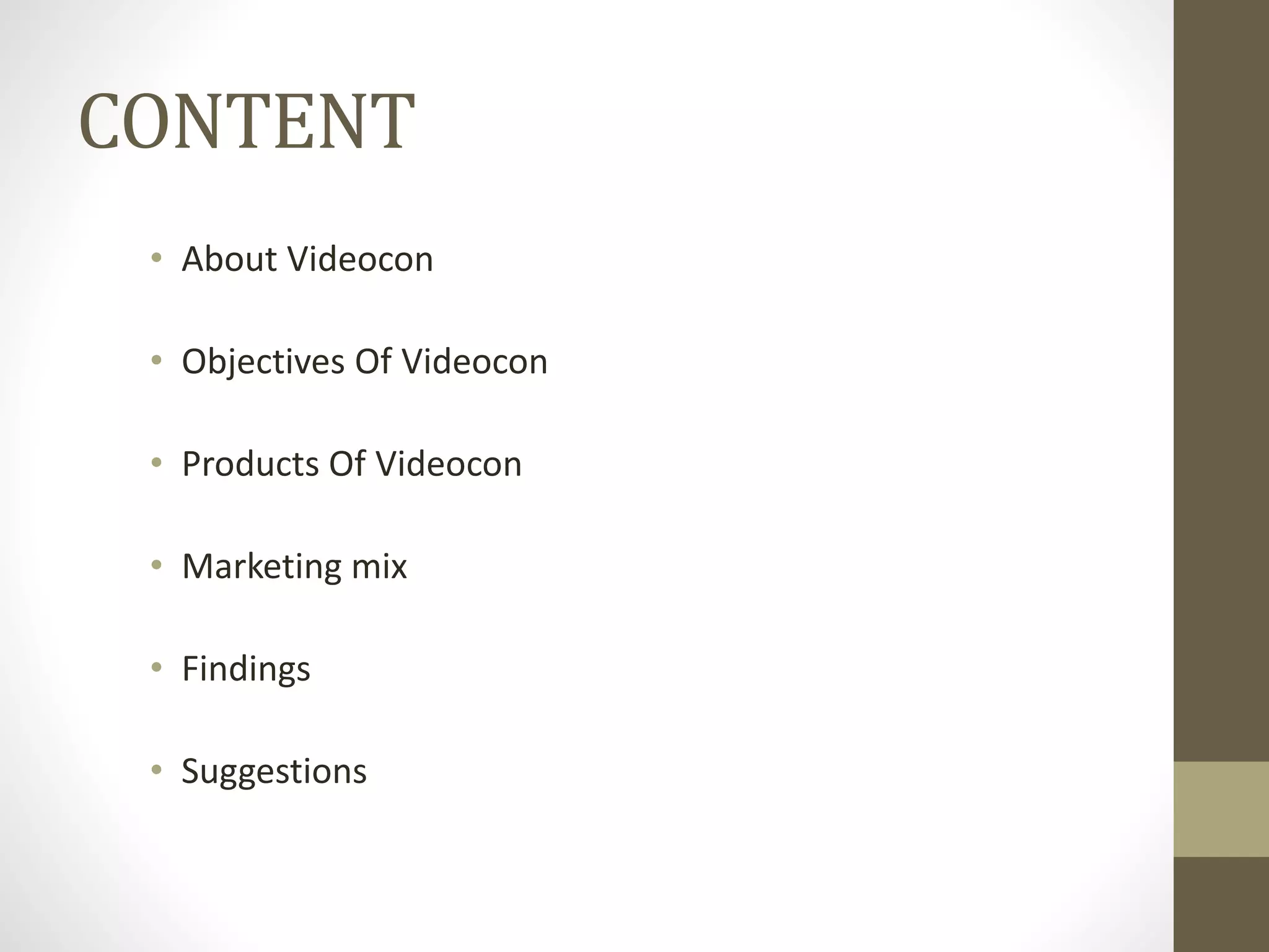 Marketing mix of videocon | PPT
