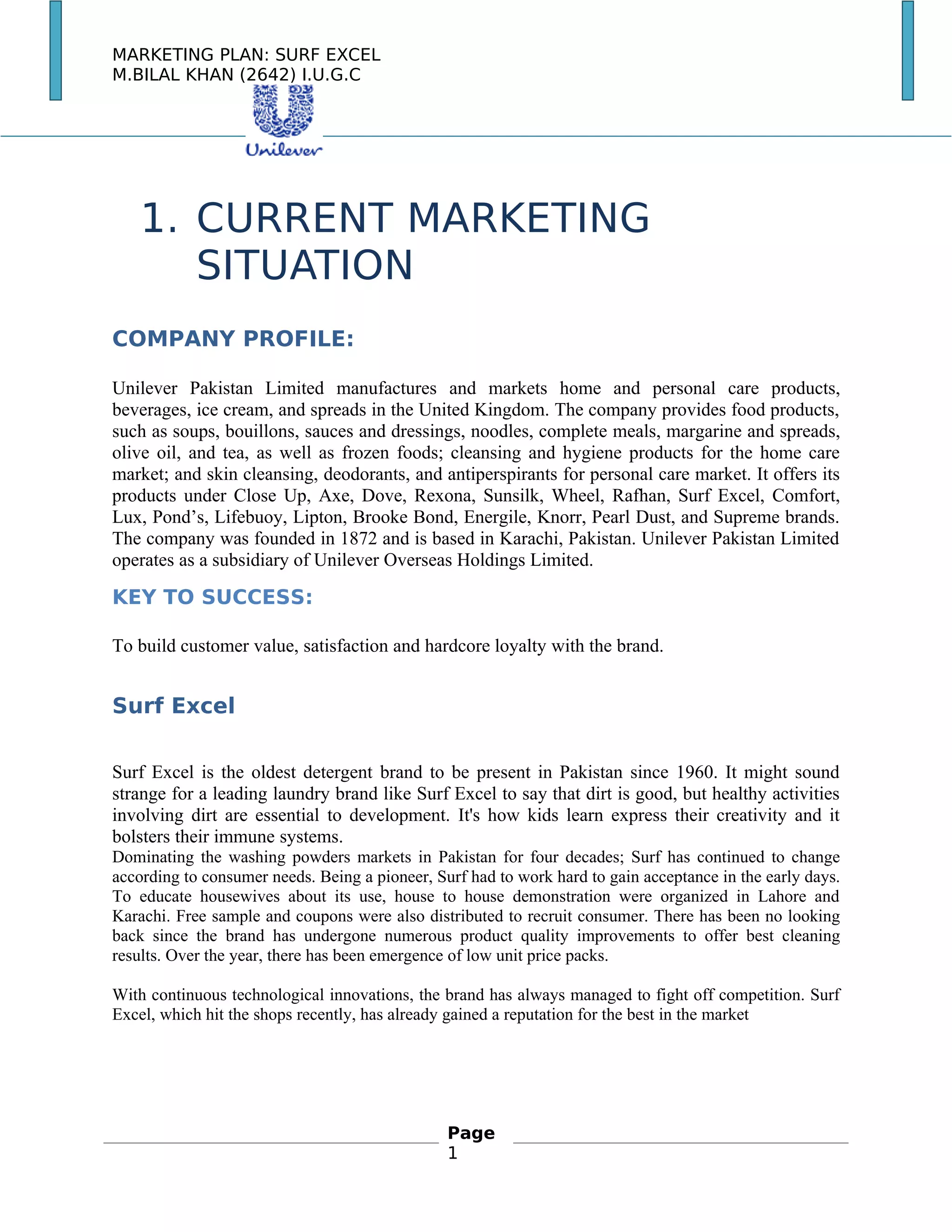 Marketing plan-surf-excel | PDF