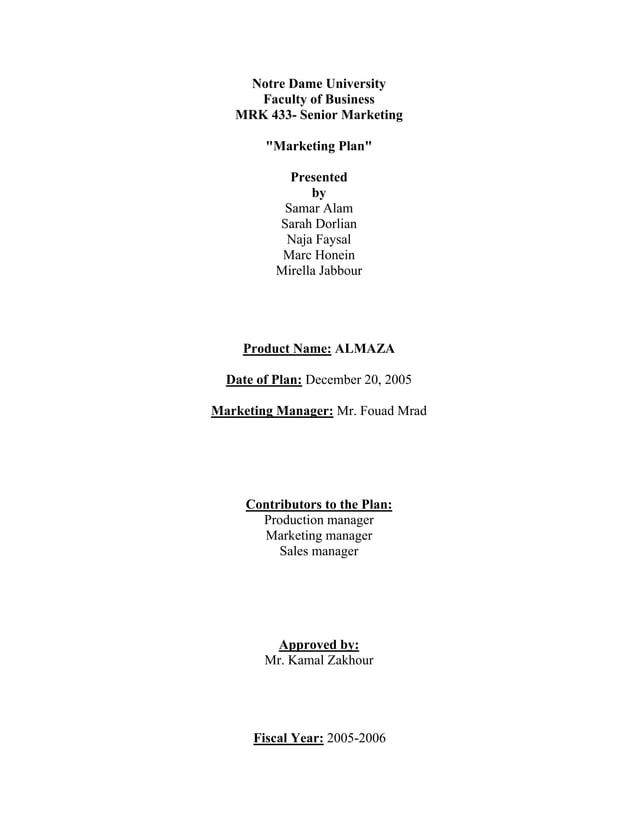 NDU Term Paper | Marketing Senior Standing - Marketing Plan | PDF ...