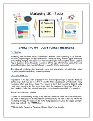 Marketing 101- Don't Forget the Basics | PDF