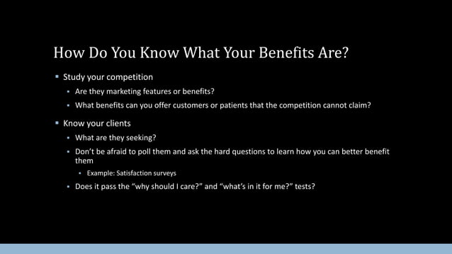 Marketing 101: Features vs. Benefits | PPT