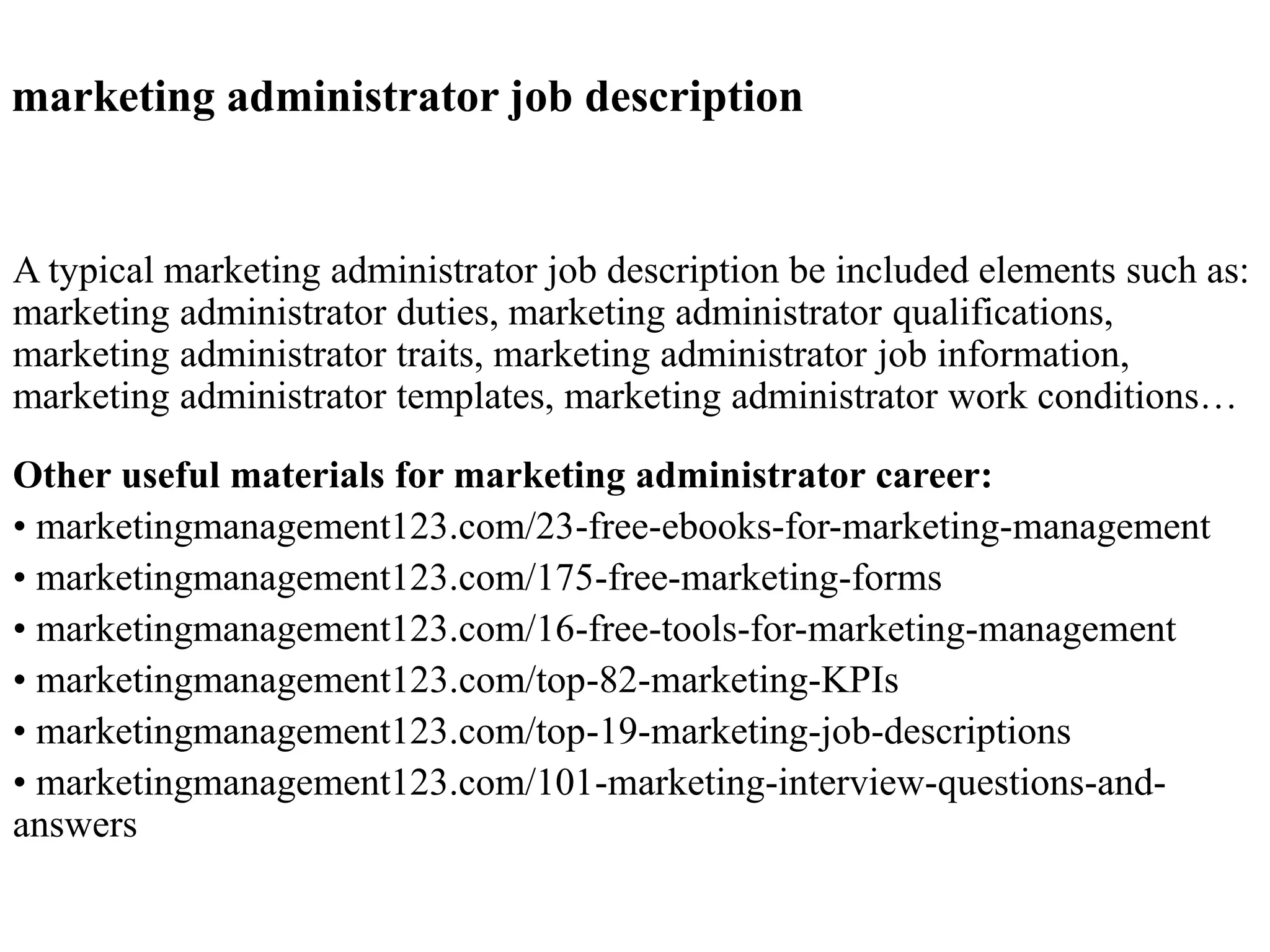 Marketing administrator job description | PPTX