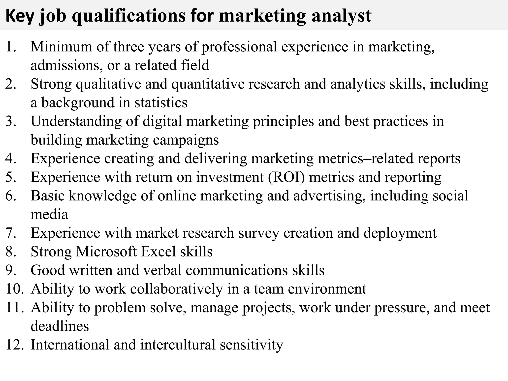 Marketing analyst job description | PPT