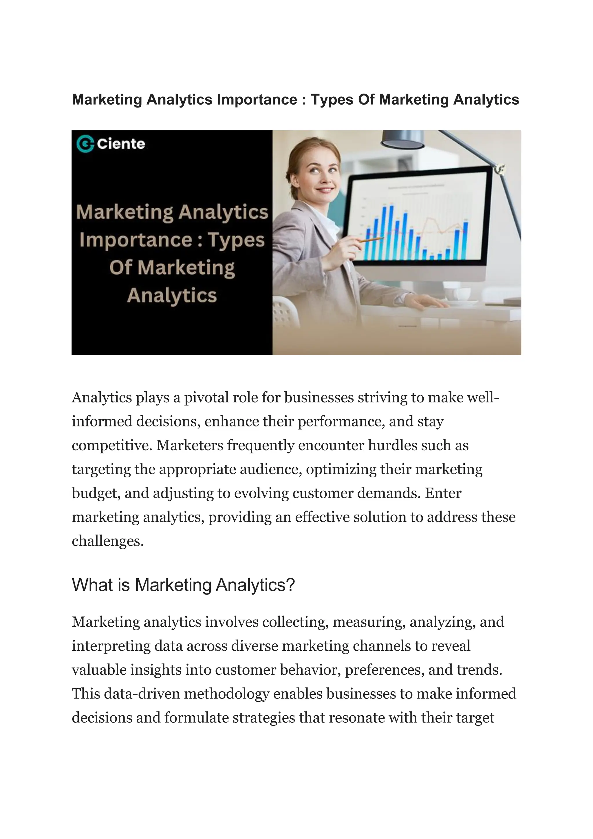 Marketing Analytics Importance : Types Of Marketing Analytics | PDF | Marketing and Advertising ...