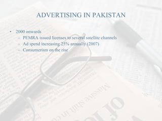 Marketing and advertisment ananlysis of pakistan | PPT