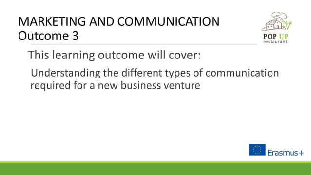 Marketing and Communication Outcome 3 | PPT