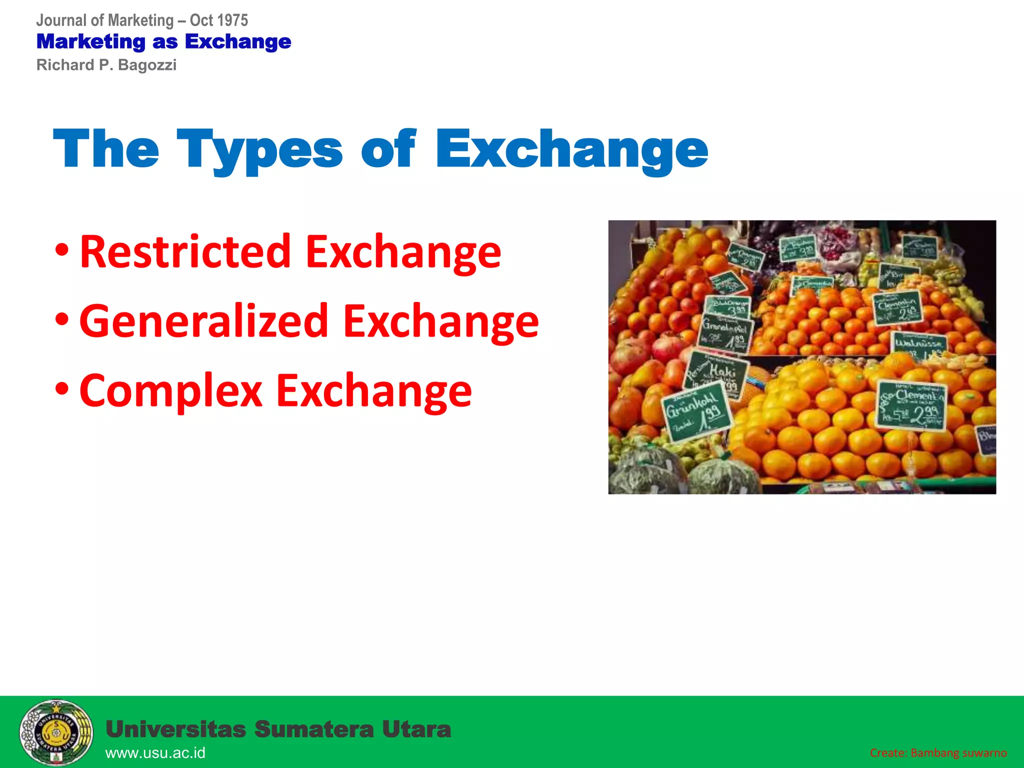 Marketing as exchange richard p. bagozzi, 1975 | PPTX