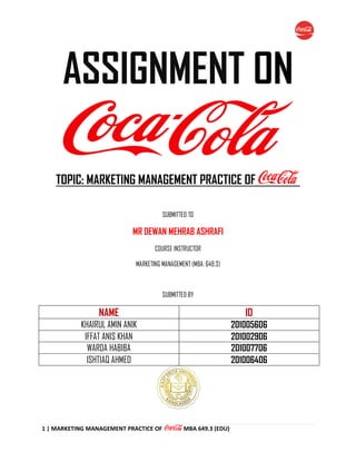 Marketingassignmentcoke | PDF | Business Administration | Business