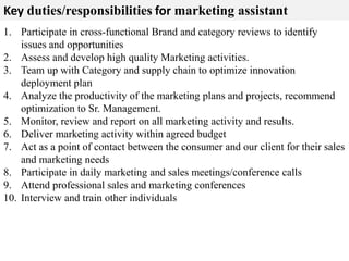 Marketing assistant job description | PPT