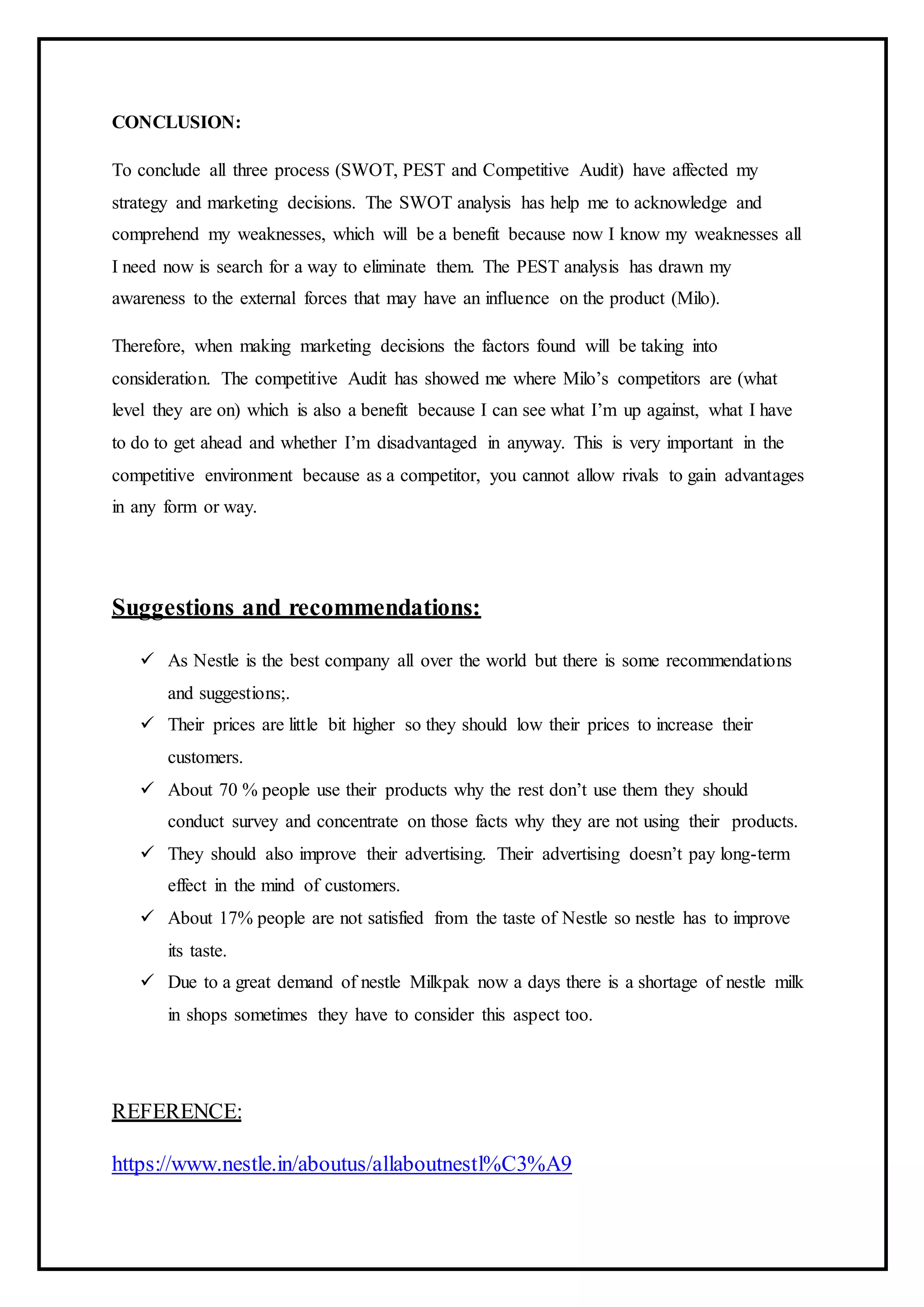 Marketing audit - nestle | DOCX