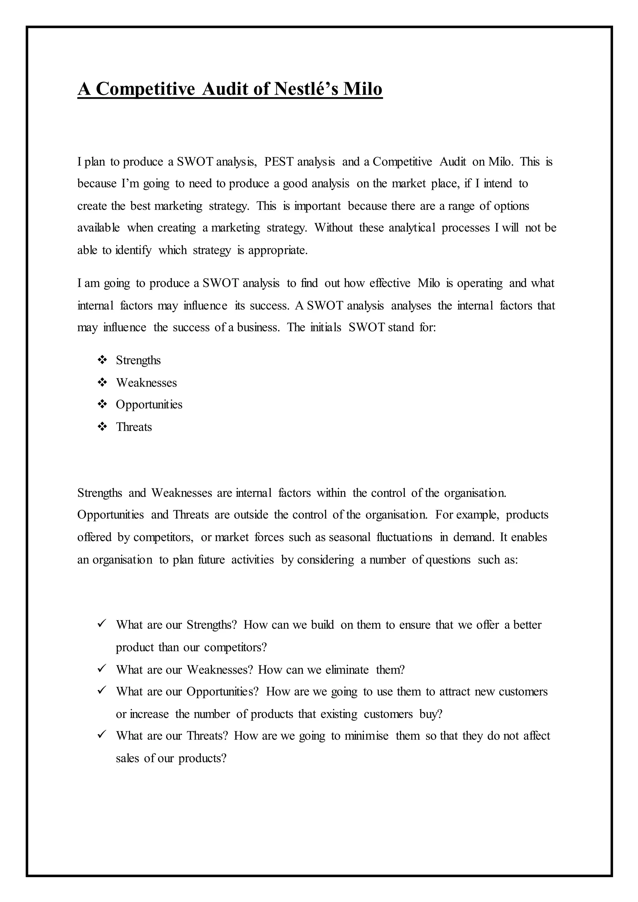 Marketing audit - nestle | DOCX