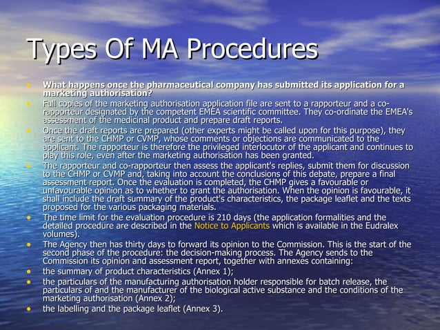 Marketing authorization procedures in eu | PPT | Pharmaceutical ...