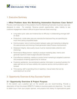 Marketing Automation Business Case | DOC | Sales | Business