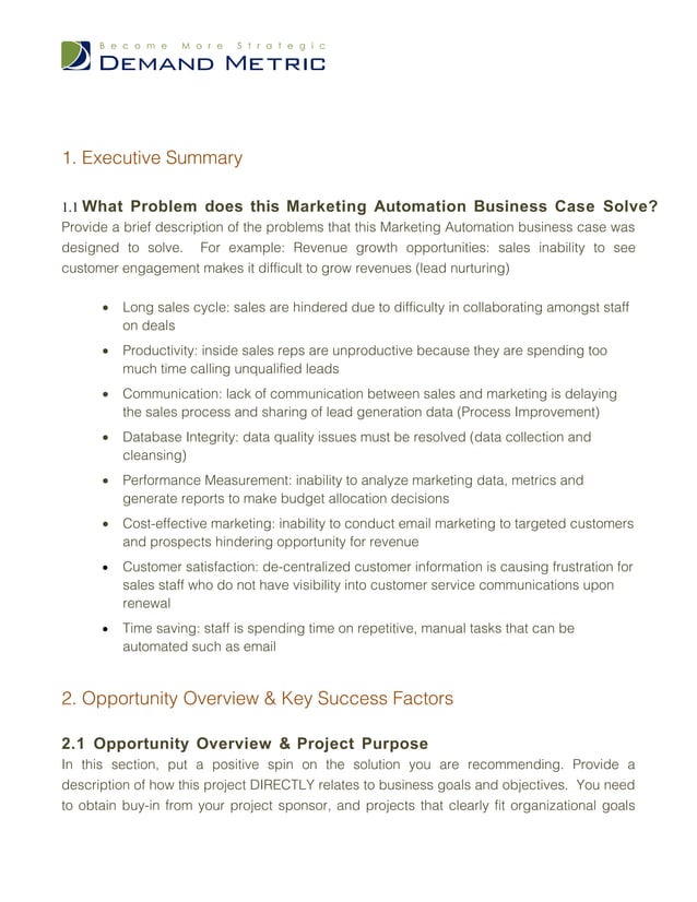 Marketing Automation Business Case | DOC | Sales | Business