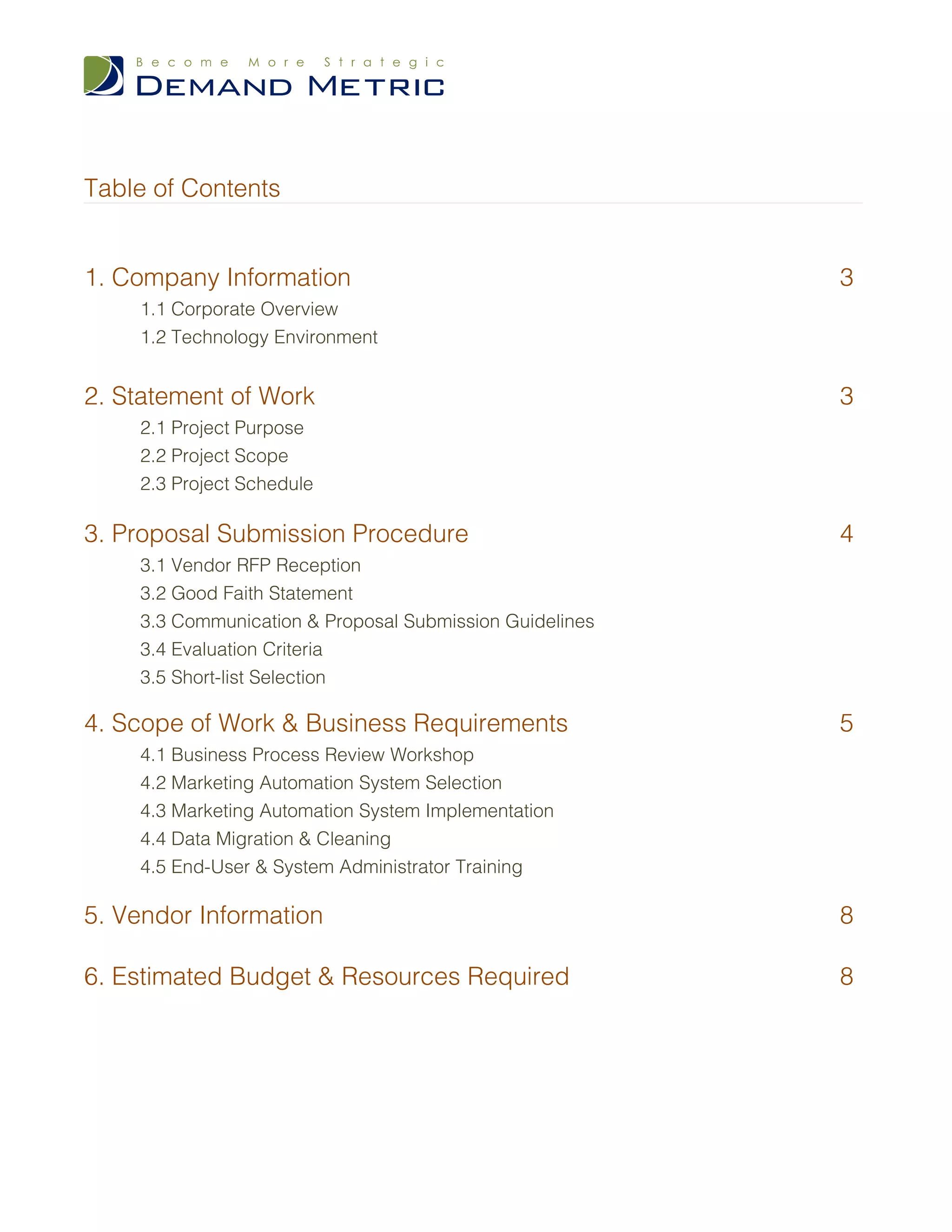 Marketing Automation Consulting RFP | DOC
