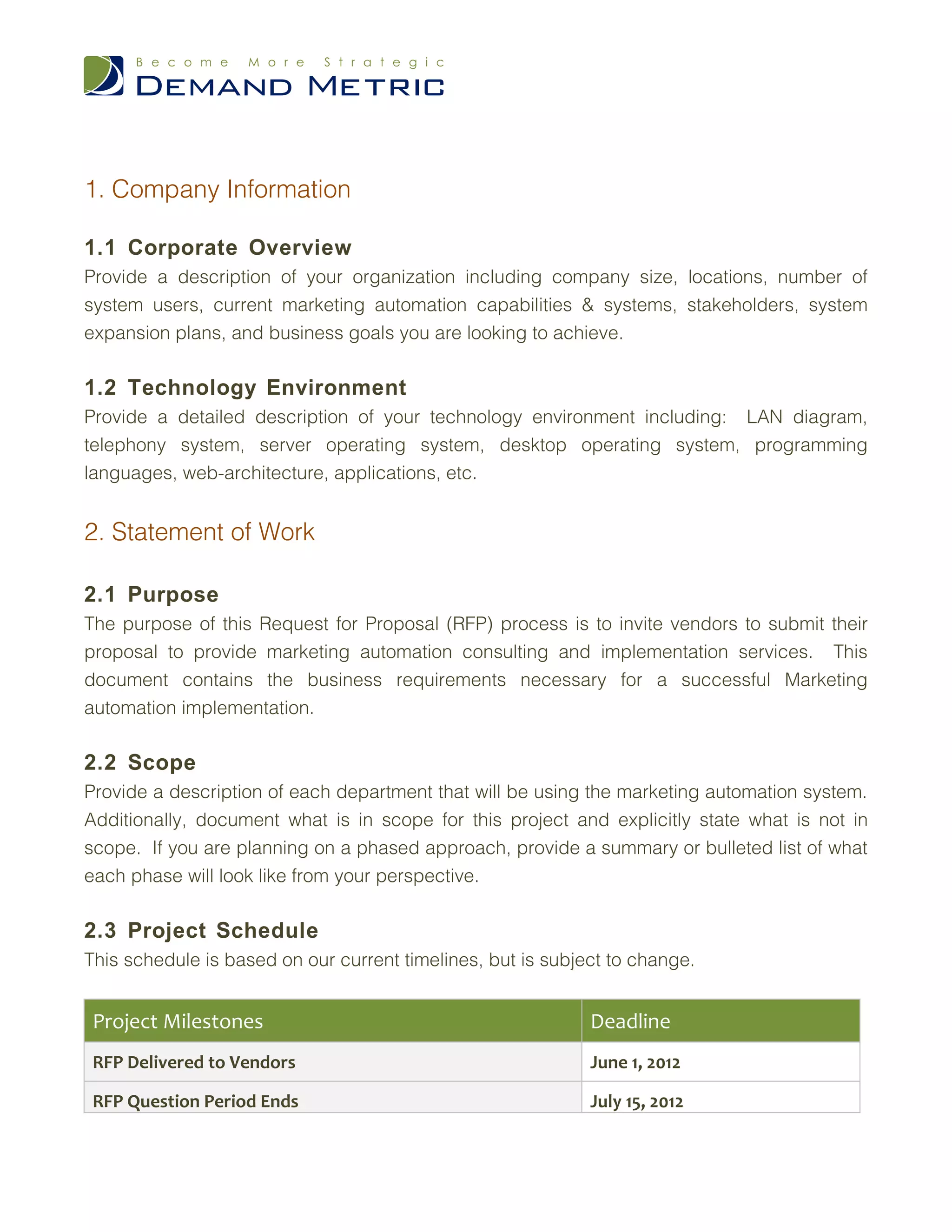 Marketing Automation Consulting RFP | DOC