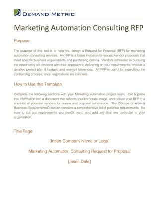 Marketing Automation Consulting RFP | DOC