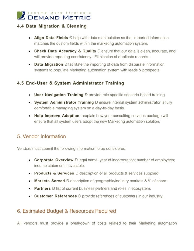 Marketing Automation Consulting RFP | PDF