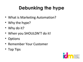 Marketing Automation Marketing Week Live 1014 IDM session | PPT