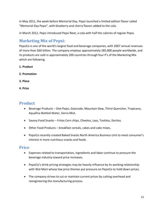 Pepsi Co Marketing from Scratch to 100 | DOCX