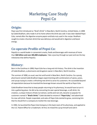 Pepsi Co Marketing from Scratch to 100 | DOCX | Marketing and ...