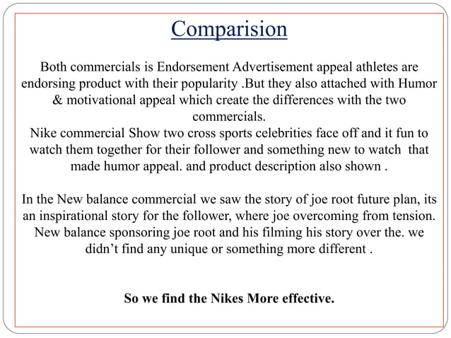 The comparison between two advertisement of same products two different ...